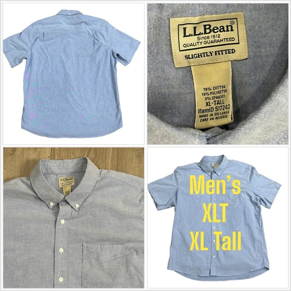 L.L. Bean | Shirts | Mens Ll Bean Xlt Xl Tall Button Front Shirt Baby Blue Short Sleeve Casual ...